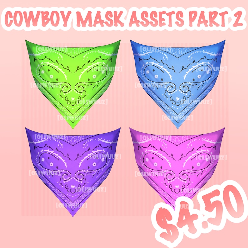 HQ Cowboy Mask Vtuber Asset, Vtuber Cool Accessory, Un-rigged Vtuber ...