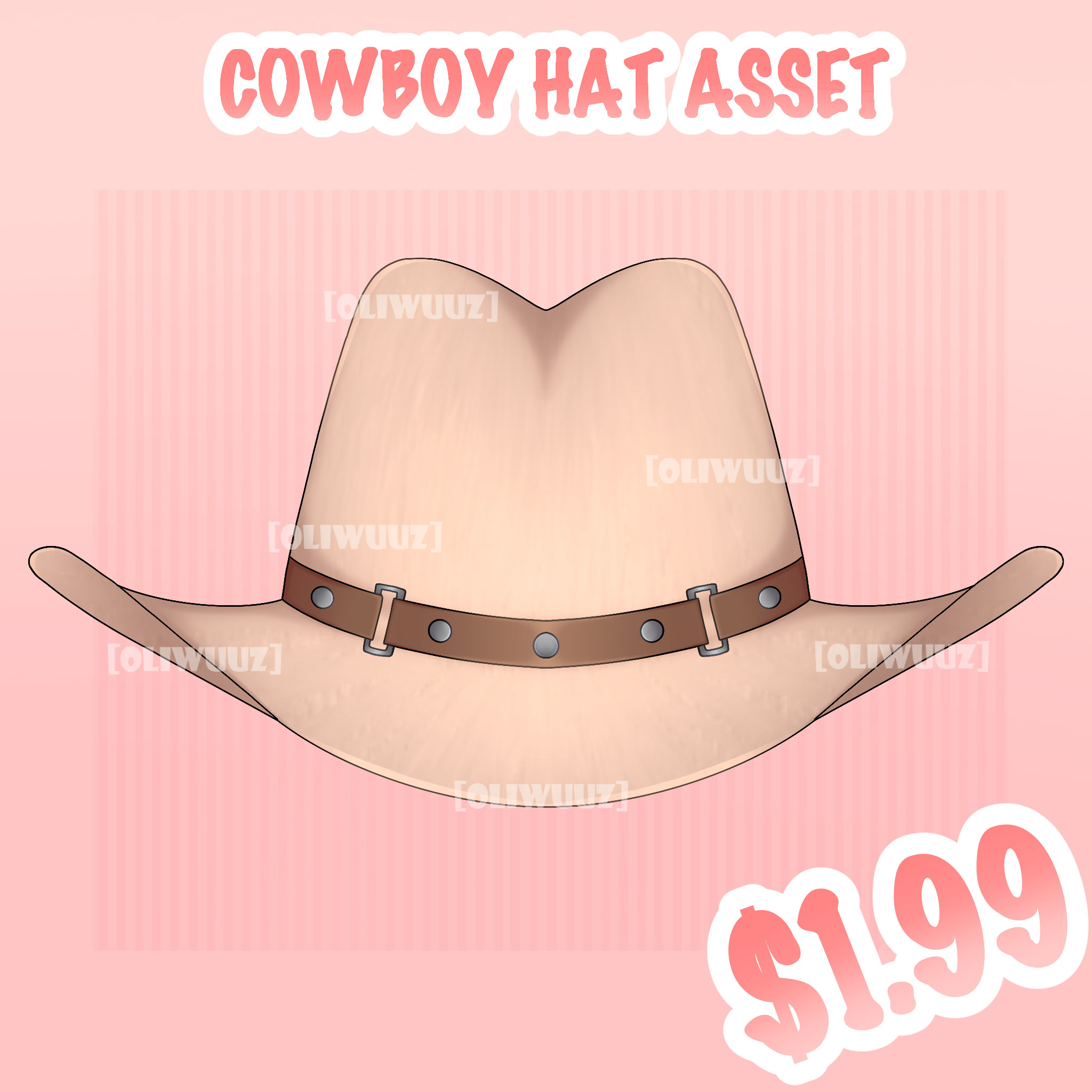 HQ Cowboy Hat Vtuber Asset Vtuber Cool Accessory Un-rigged - Etsy