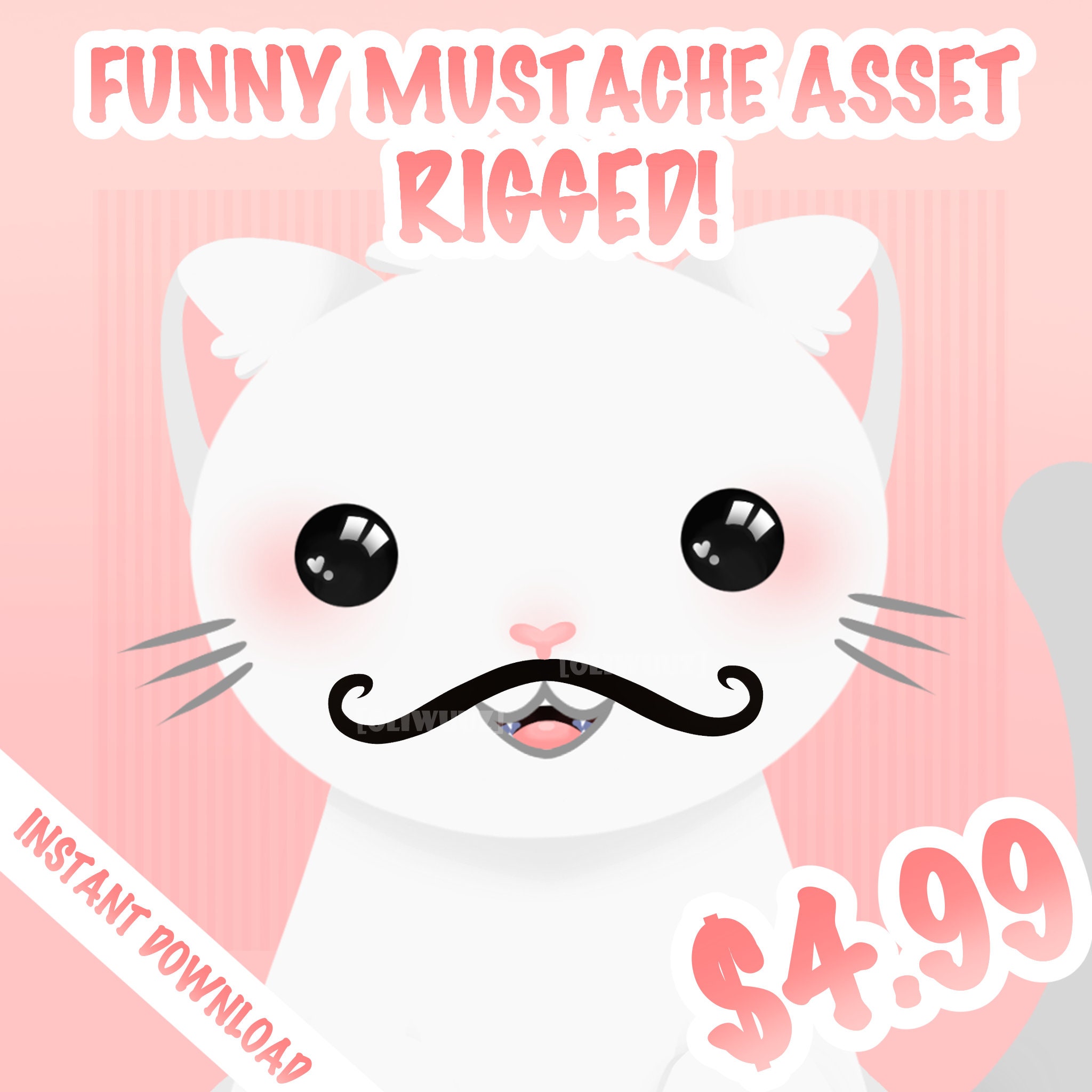 HQ Mustache Vtuber Asset Bundle, Vtuber Funny Accessory, Rigged Vtuber ...