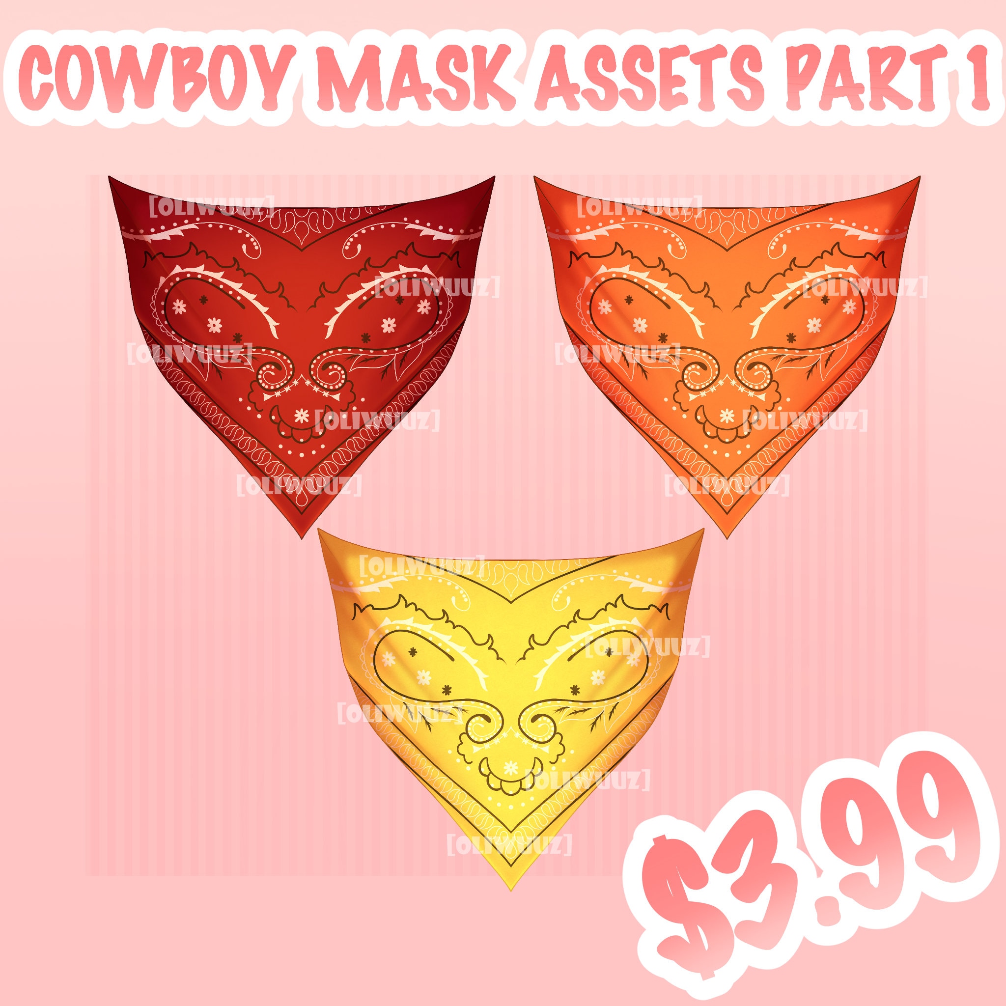 HQ Cowboy Mask Vtuber Asset, Vtuber Cool Accessory, Un-rigged Vtuber ...