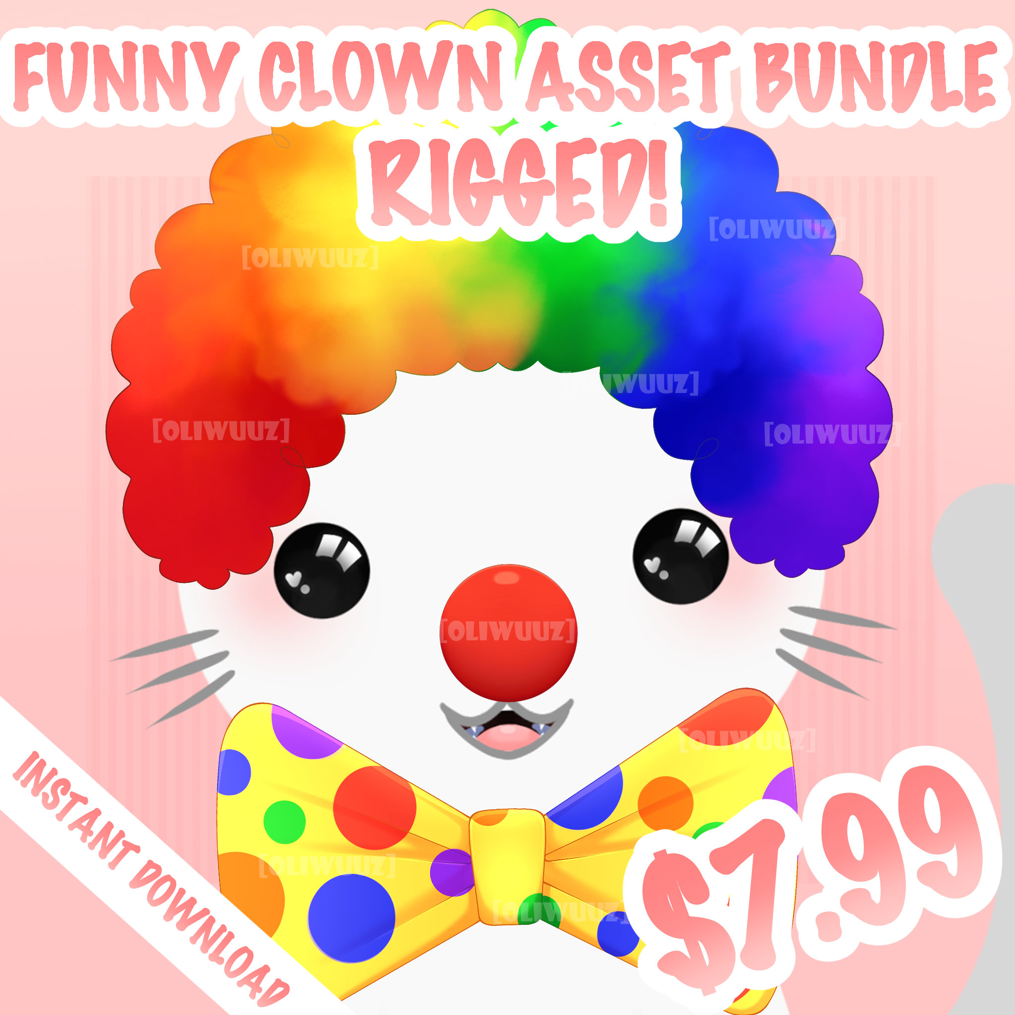 HQ Clown Vtuber Asset Bundle, Vtuber Funny Accessory, Rigged Vtuber ...