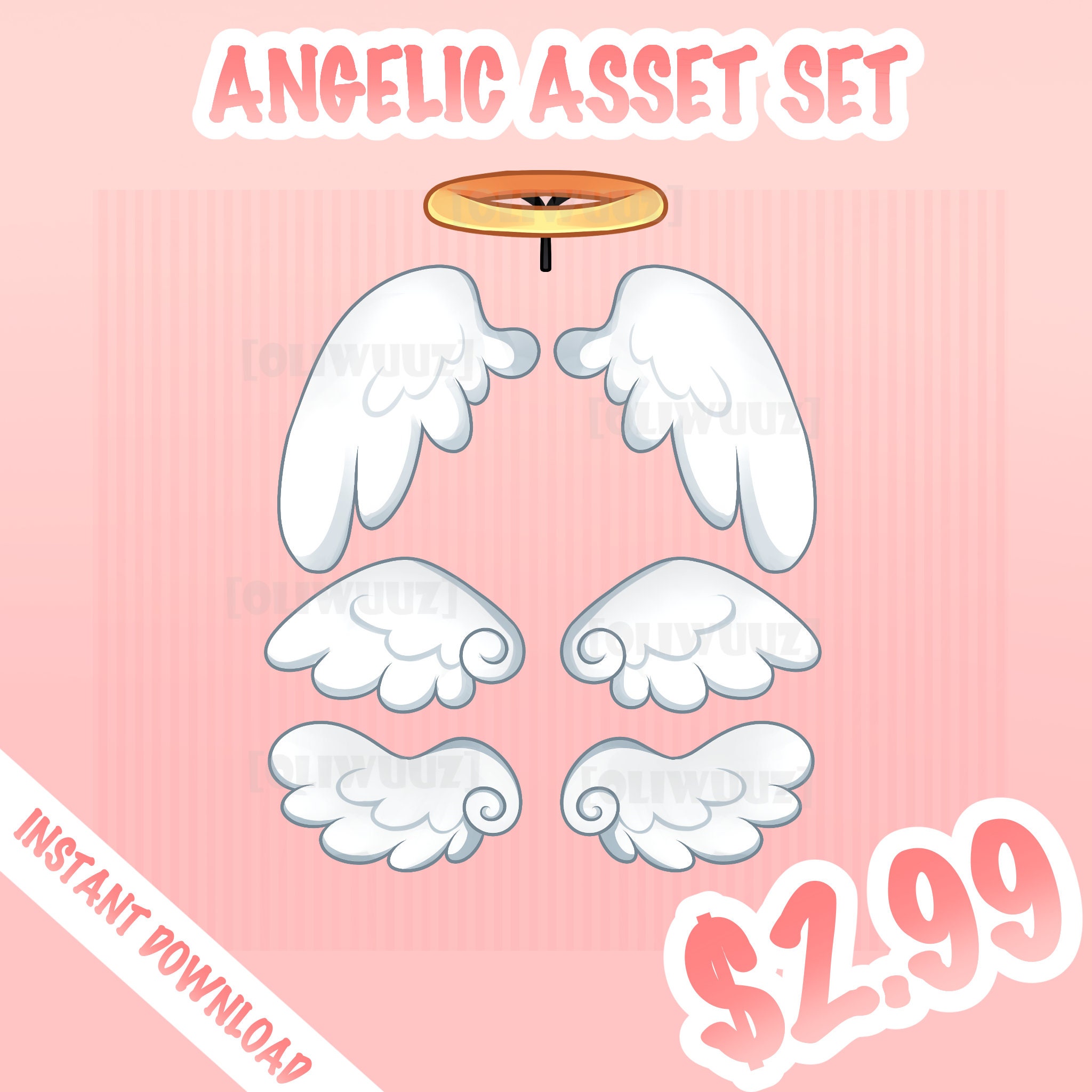 HQ Angel Asset Set, Vtuber Accessory, Un-rigged Vtuber Back Item Ready ...