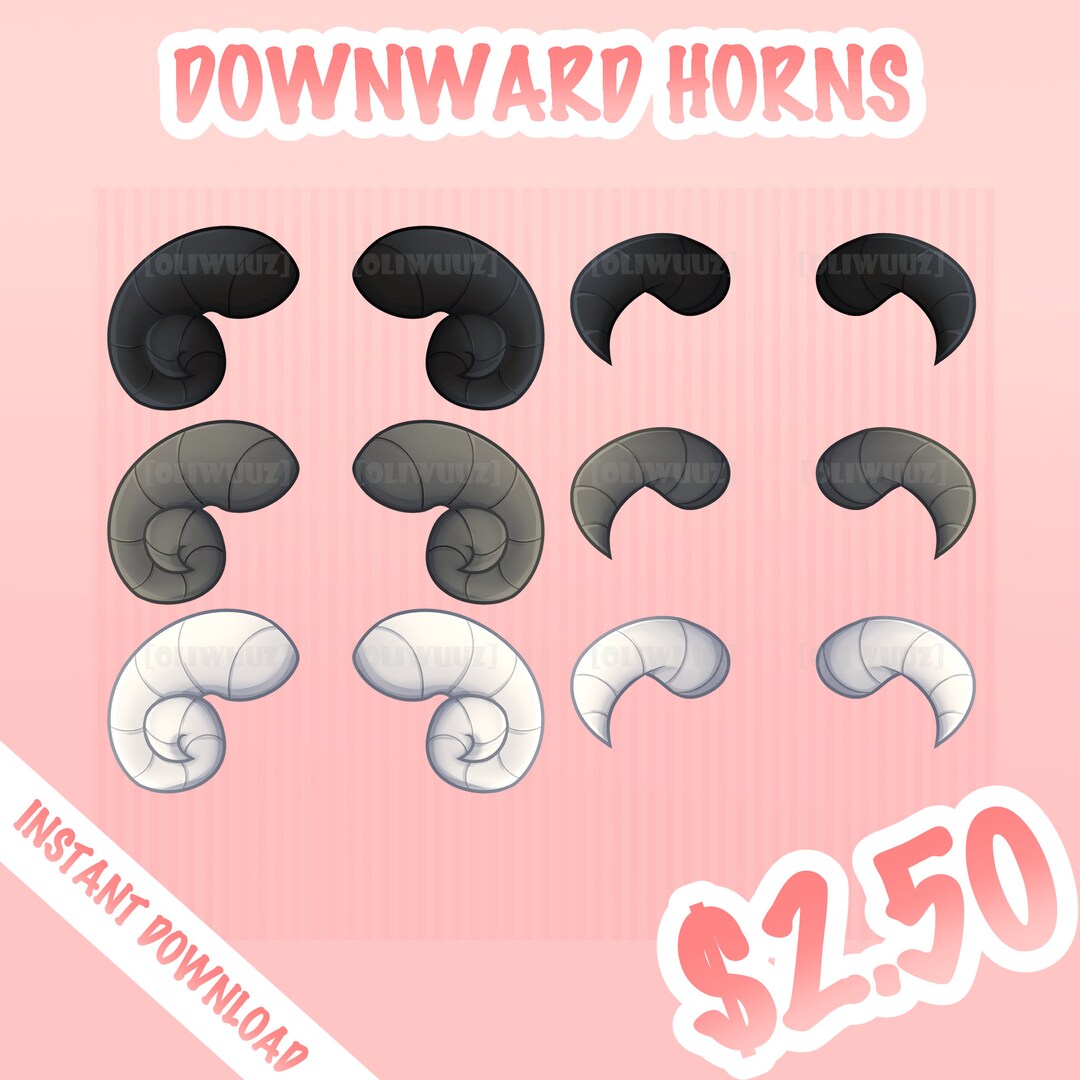 HQ Downward Horns Asset, Vtuber Accessory, Un-rigged Vtuber Head Item ...