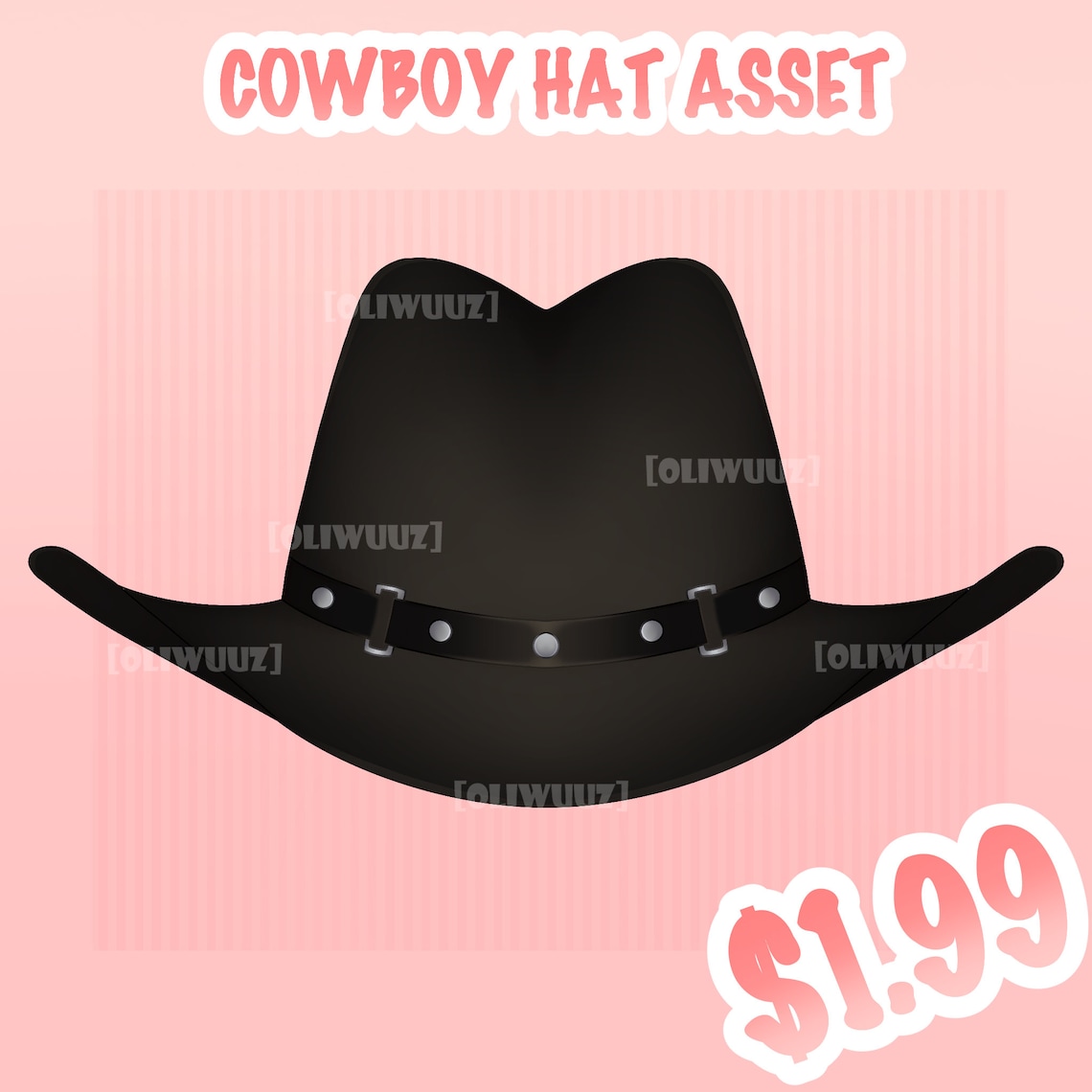 HQ Cowboy Hat Vtuber Asset, Vtuber Cool Accessory, Un-rigged Vtuber ...
