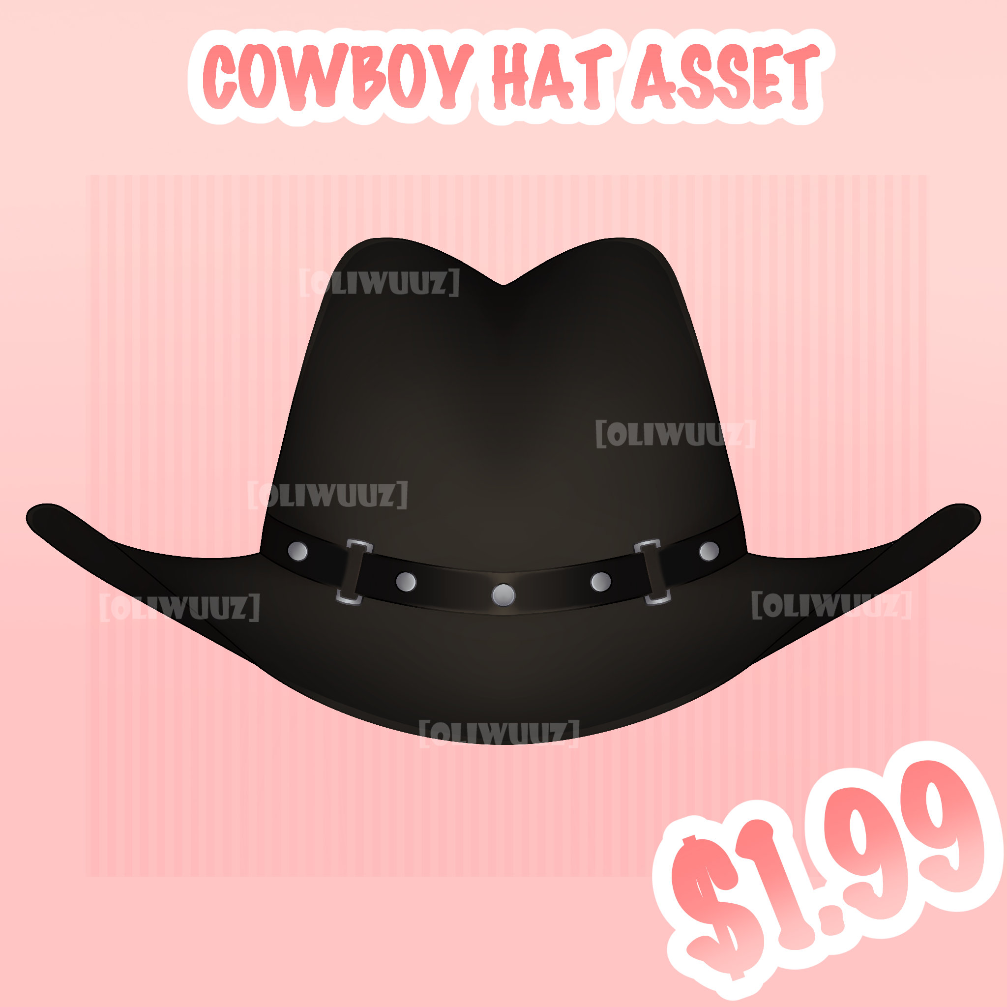 HQ Cowboy Hat Vtuber Asset, Vtuber Cool Accessory, Un-rigged Vtuber ...