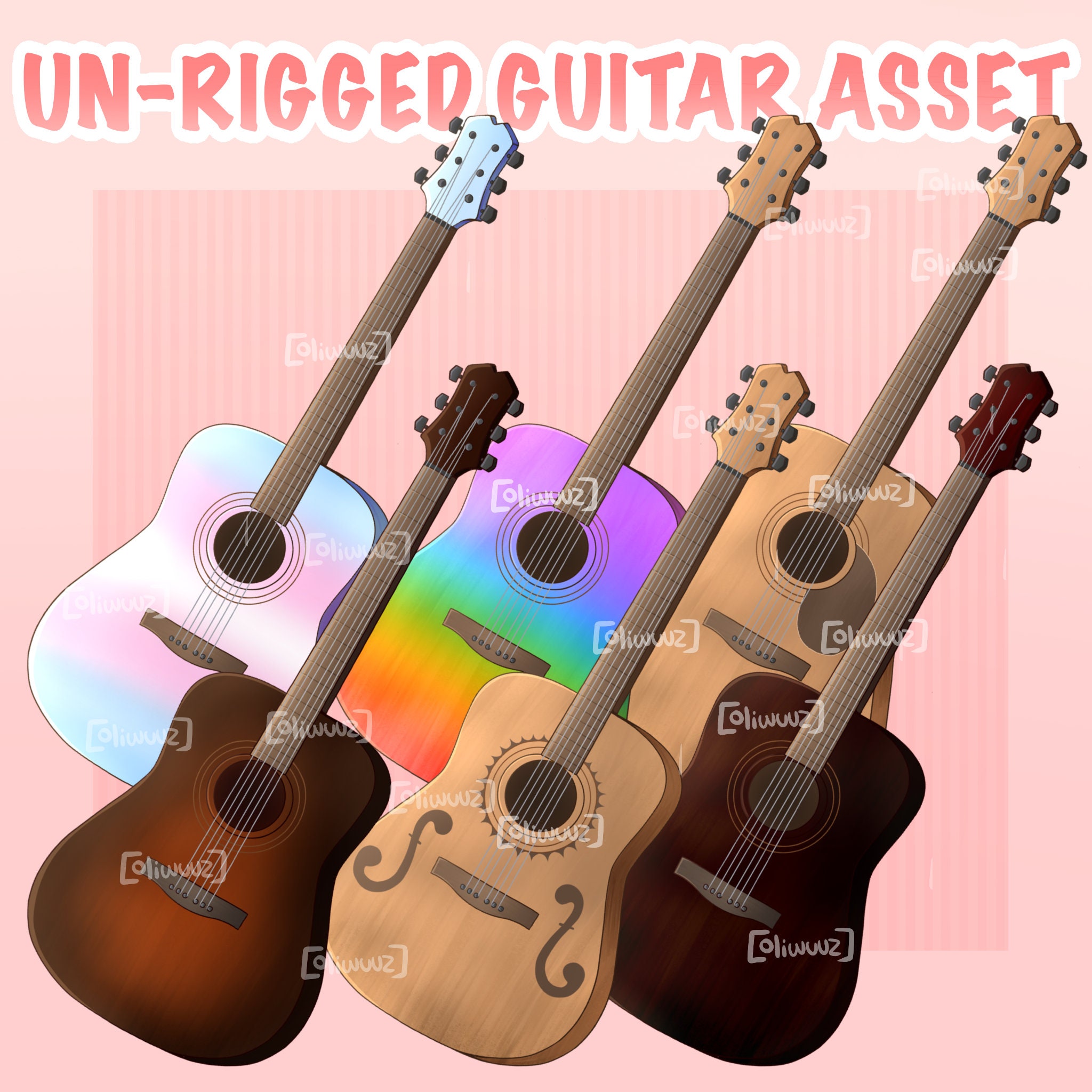 HQ Guitar Vtuber Asset Bundle, Vtuber Musical Item, Un-rigged Vtuber ...