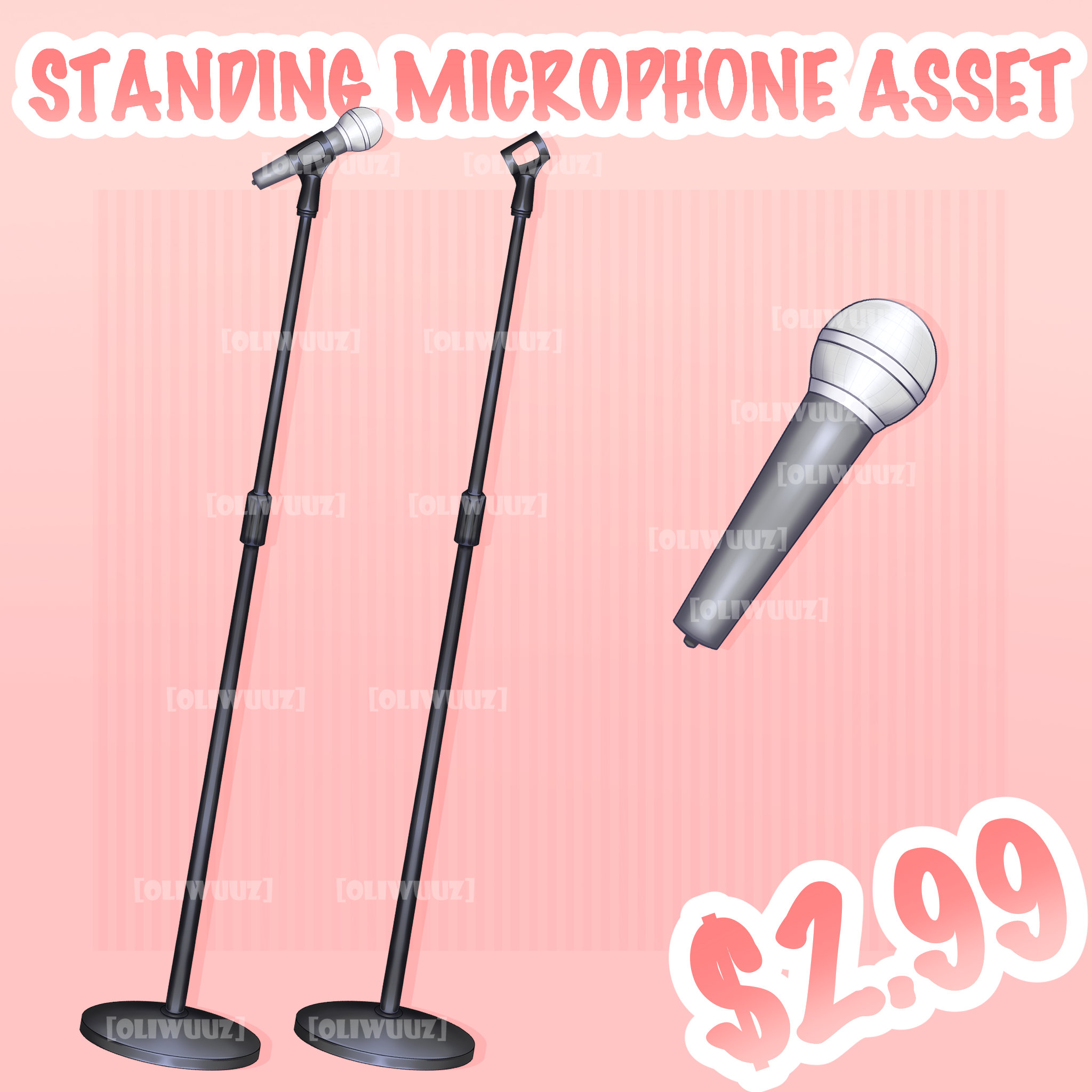 HQ Standing Microphone Vtuber Asset, Vtuber Steaming Asset, Un-rigged ...