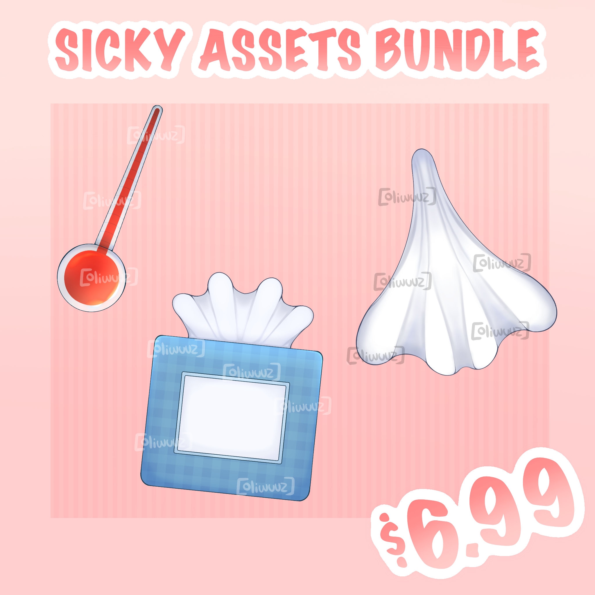 HQ Sick Vtuber Asset Bundle, Vtuber Cool Accessory, Rigged Vtuber ...