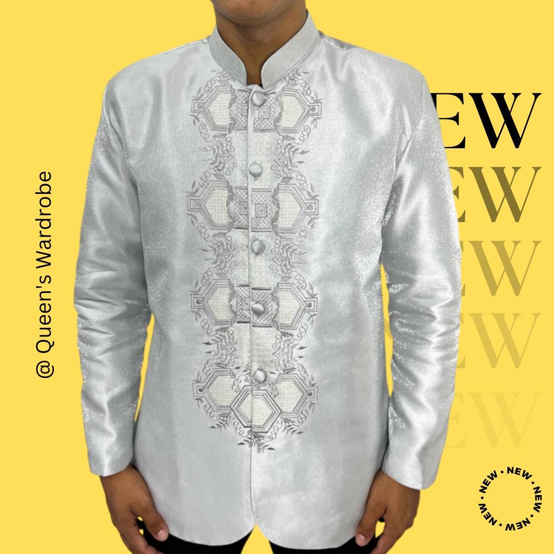 Gazaar Gray Coat Barong Tagalog Chinese Collar / Modern Barong - Etsy