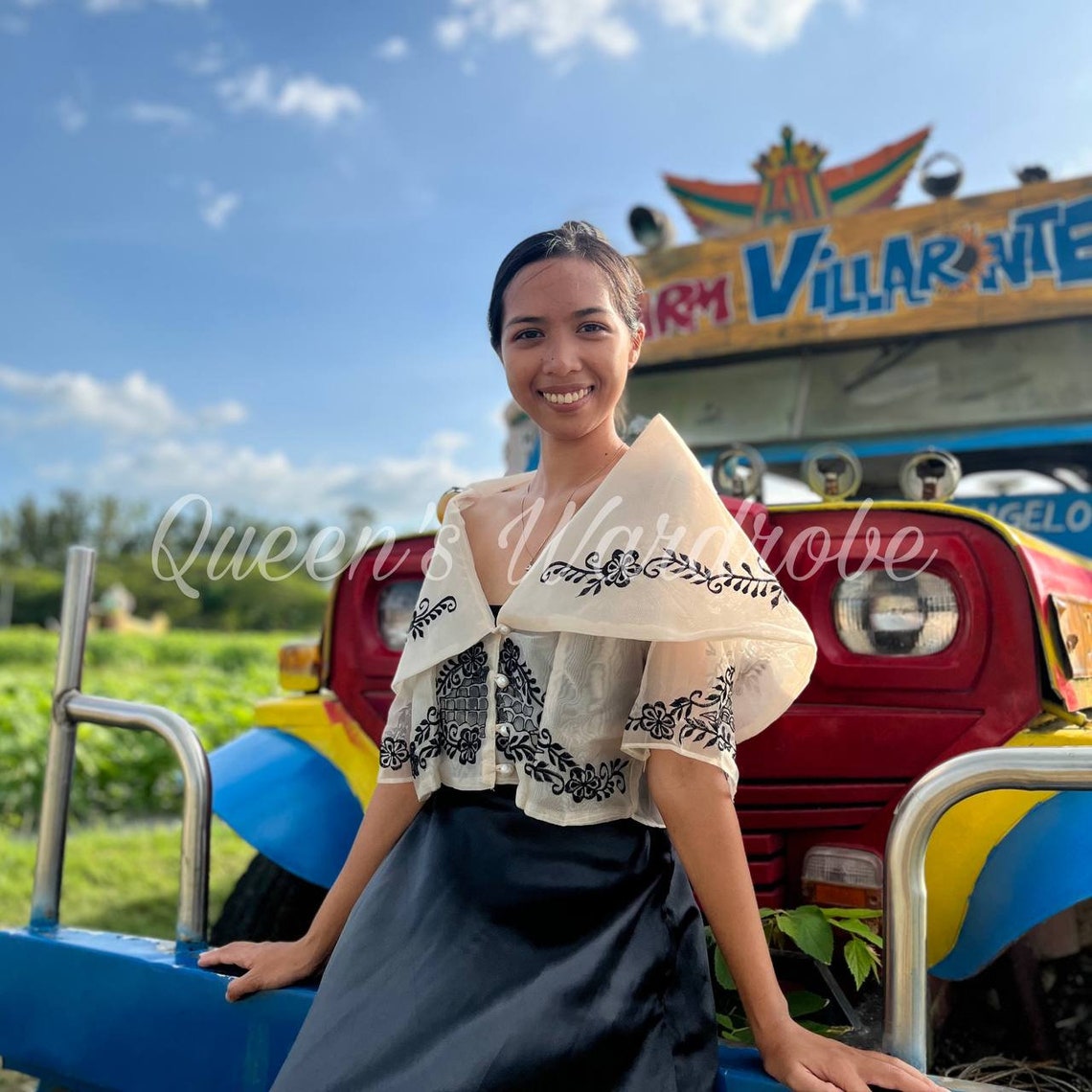 Traditional Filipiniana Maria Clara Alampay With Black Skirt - Etsy Canada