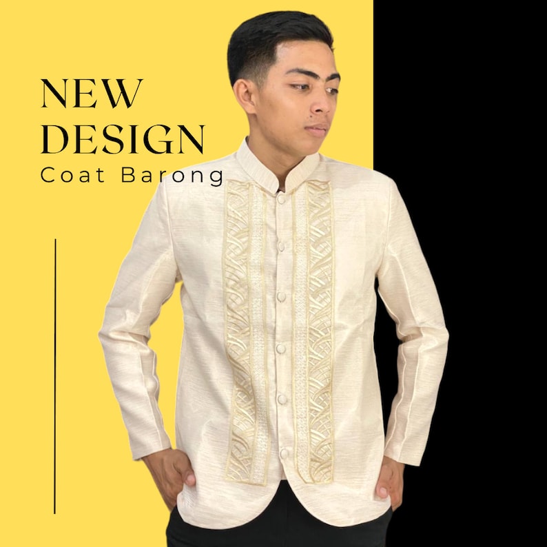 Coat Barong Tagalog Chinese Collar Wave Design - Etsy