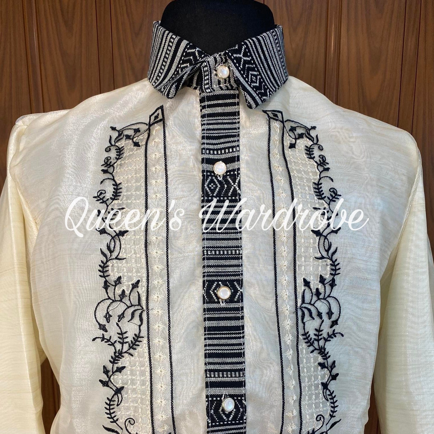 Traditional Barong Tagalog Sports Collar Piña Organza - Inabel Ethnic ...