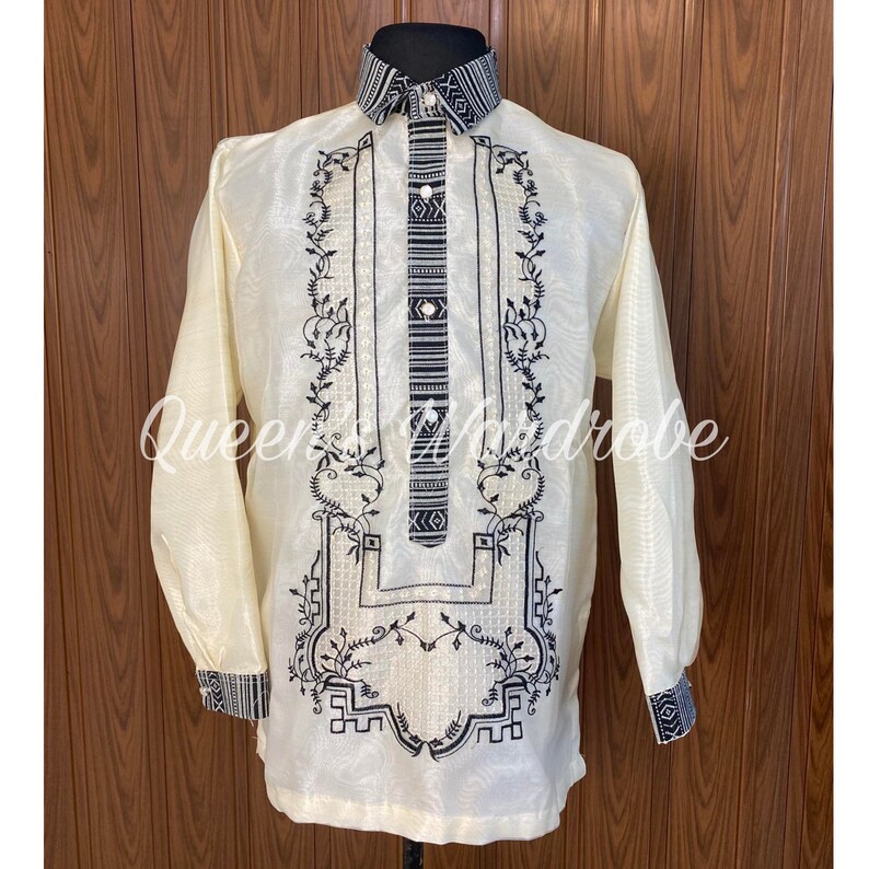 Traditional Barong Tagalog Sports Collar Piña Organza Inabel Ethnic ...