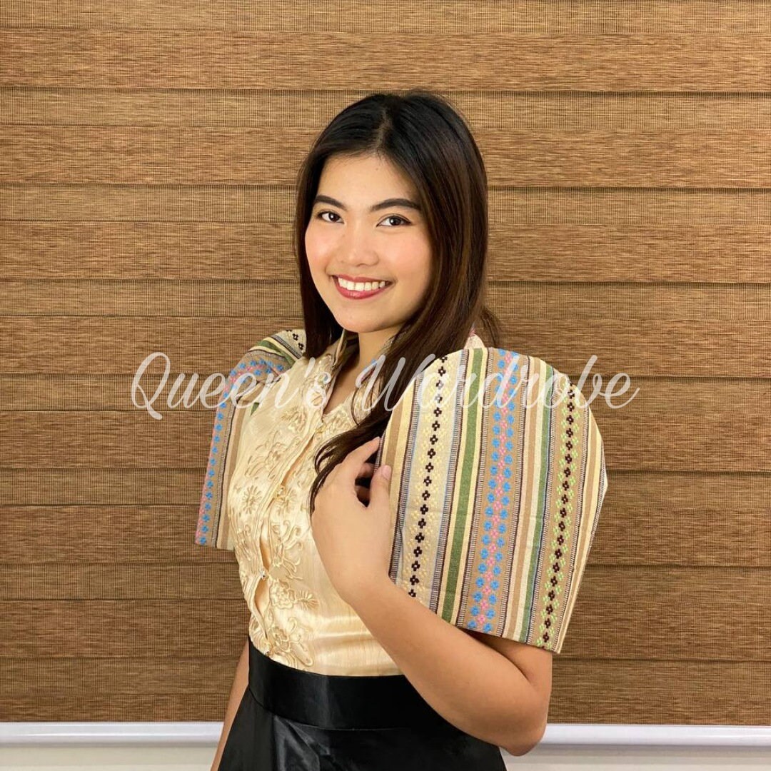 Chinese Collar Filipiniana Top With Inabel Collar and Sleeves - Etsy