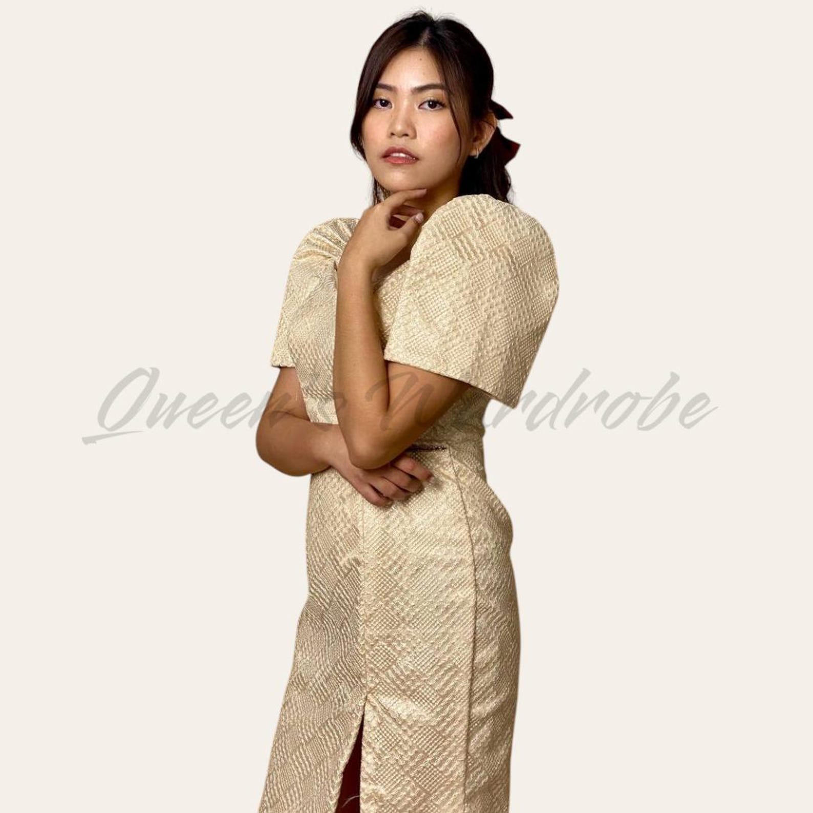Filipiniana Dress With Special Eyelet Lace Fabric With Belt - Etsy