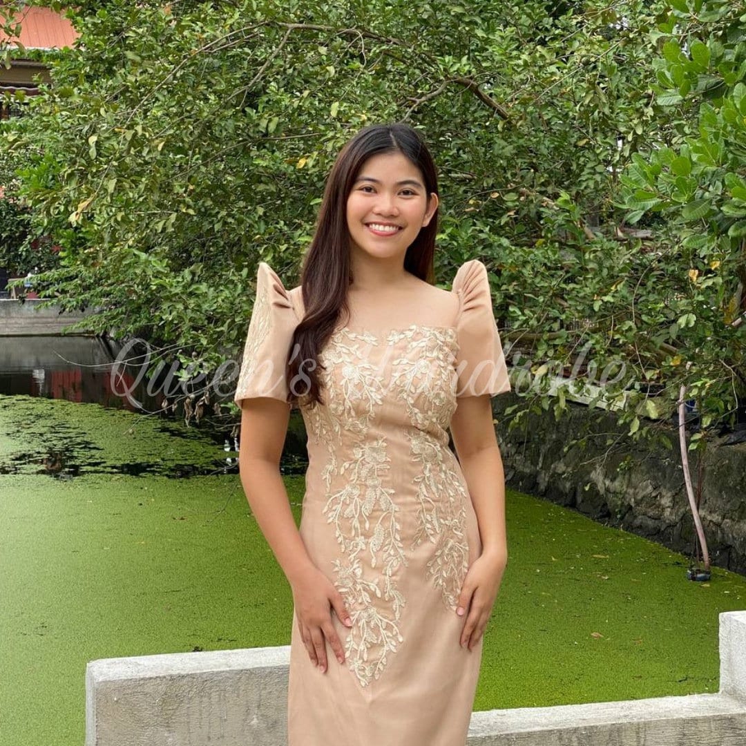 Filipiniana Long Gown Chiffon Serpentina Cut Beige/cream "vines" - Etsy