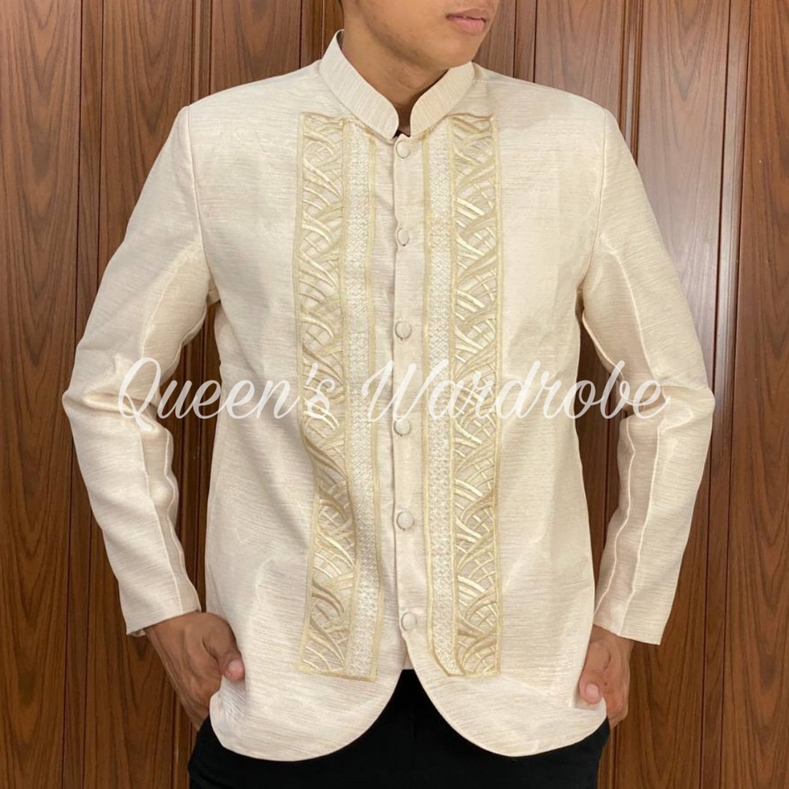 Coat Barong Tagalog Chinese Collar Wave Design - Etsy