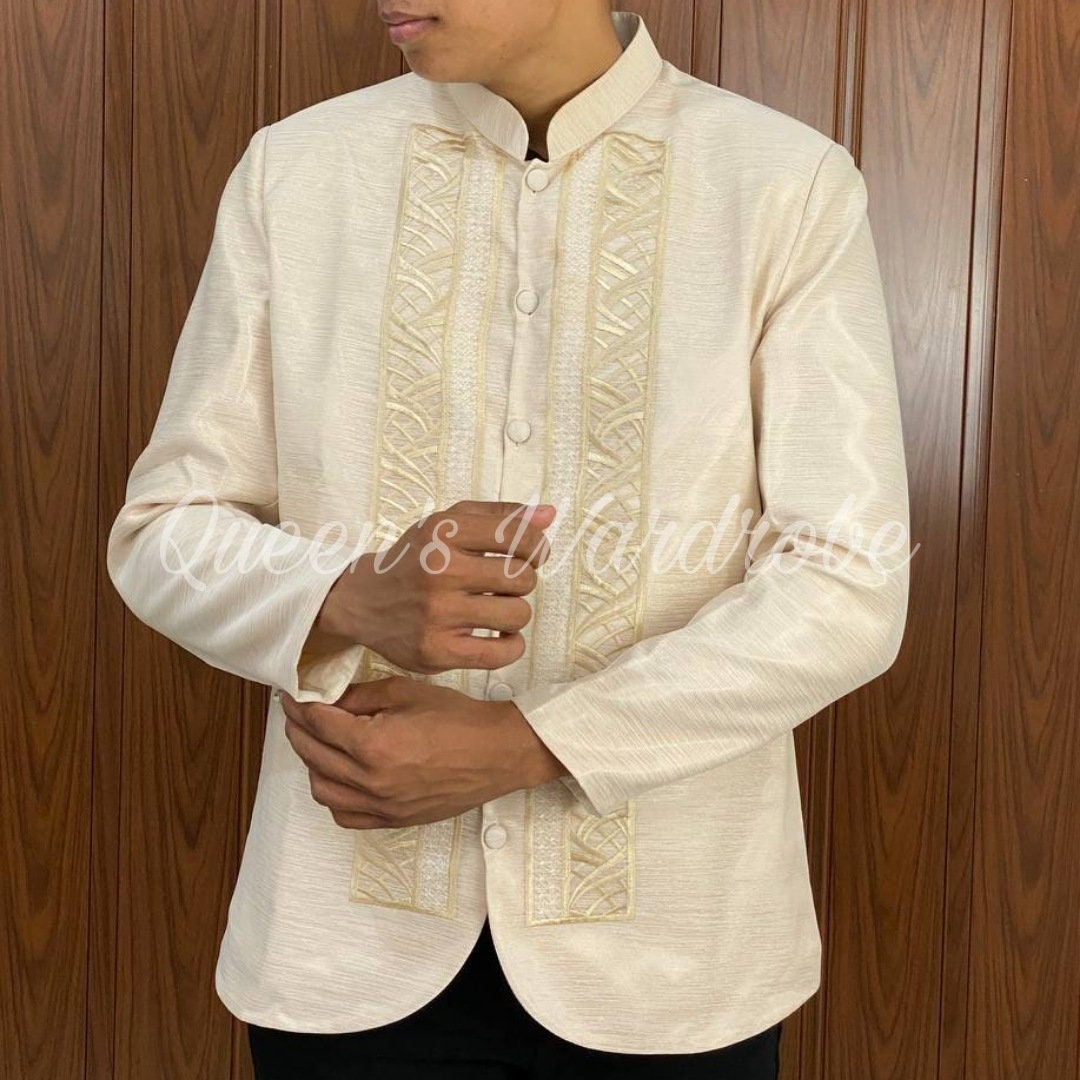 Coat Barong Tagalog Chinese Collar Wave Design - Etsy