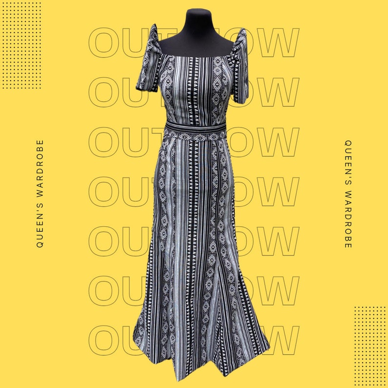 Inabel Filipiniana Serpentina Dress - Ethnic Design - Etsy