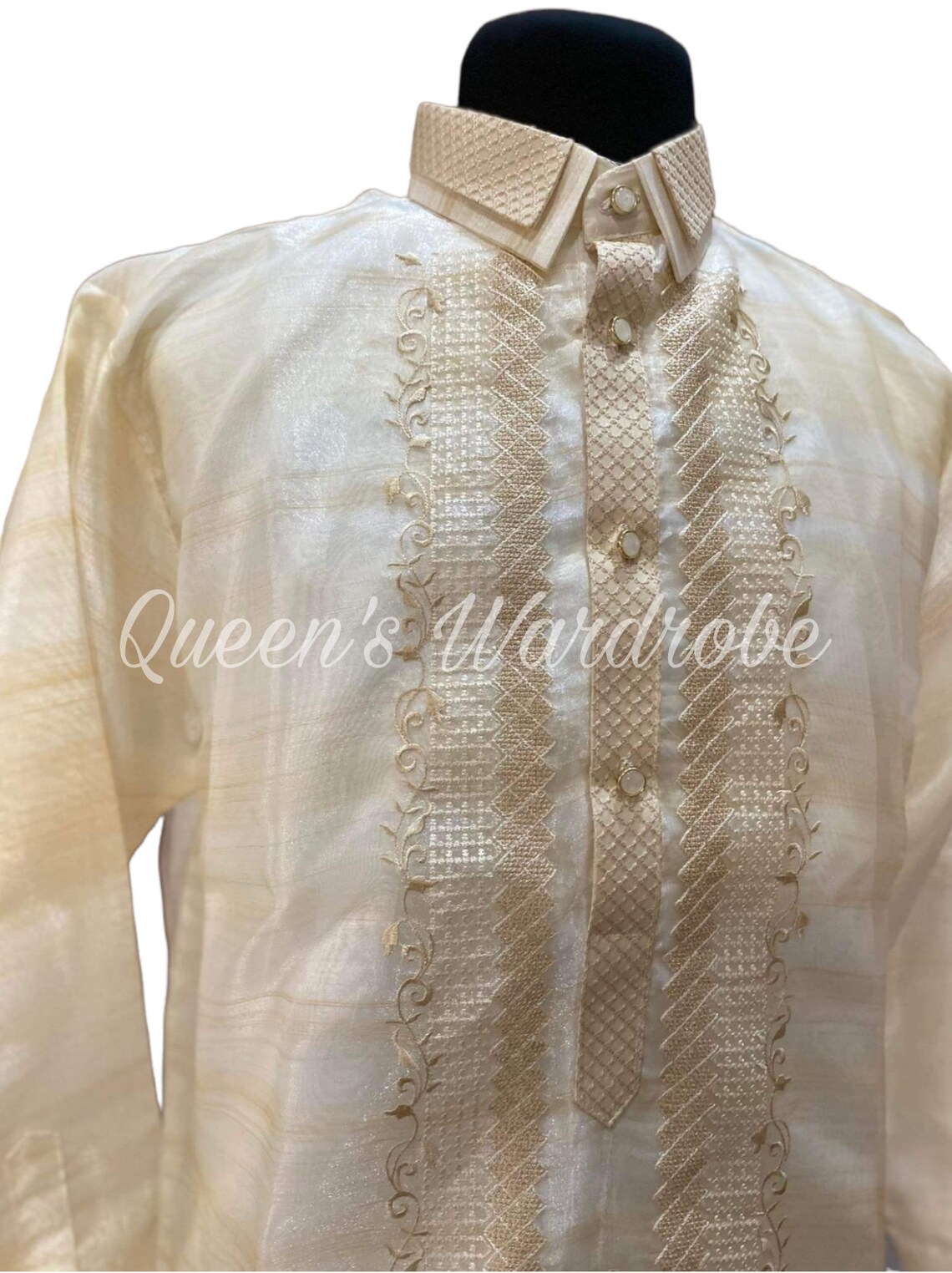 Traditional Barong Tagalog Double Collar With Piña Organza Fabric - Etsy