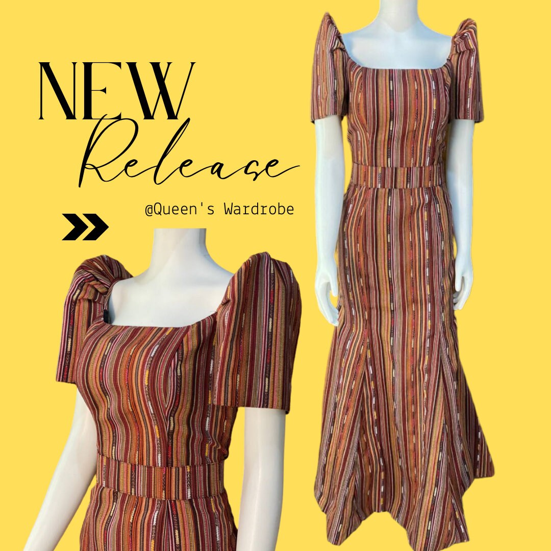 Inabel Filipiniana Serpentina Gown With Ethnic Design - Etsy