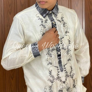 Traditional Barong Tagalog Sports Collar Piña Organza - Inabel Ethnic ...