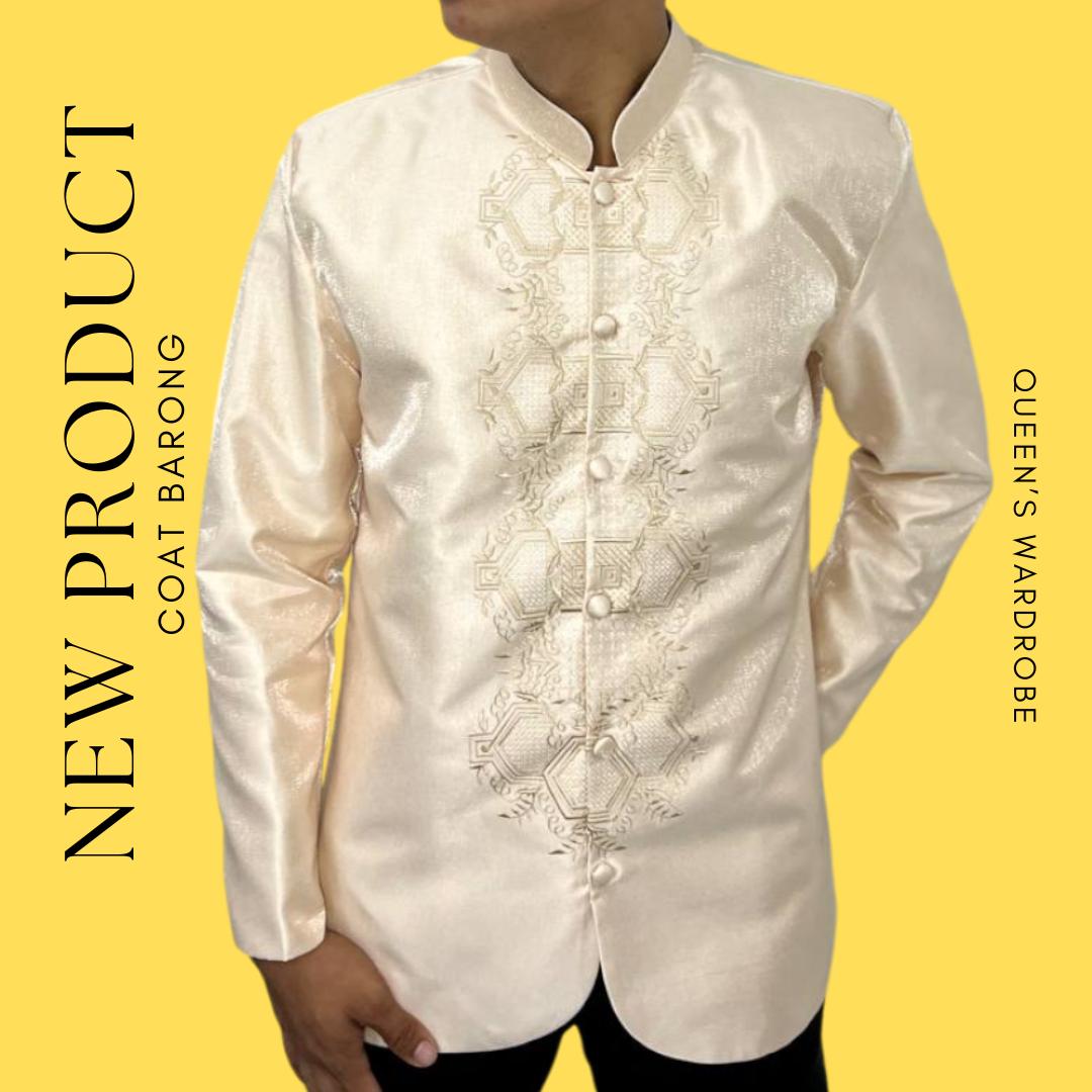 Gazaar Coat Barong Tagalog Chinese Collar Beige - Etsy