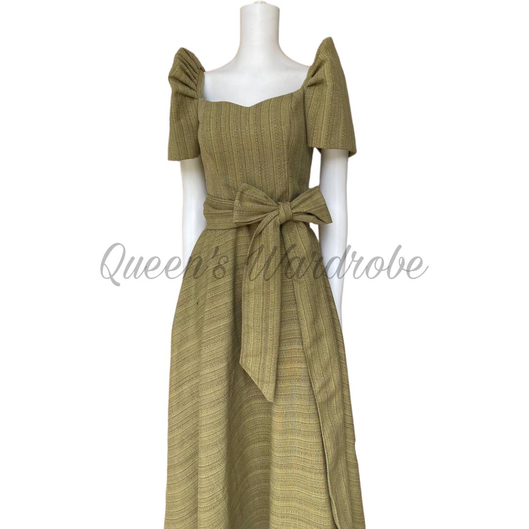 Green Filipiniana Dress/gown With Detatchable Ribbon- Floor Legth - Etsy