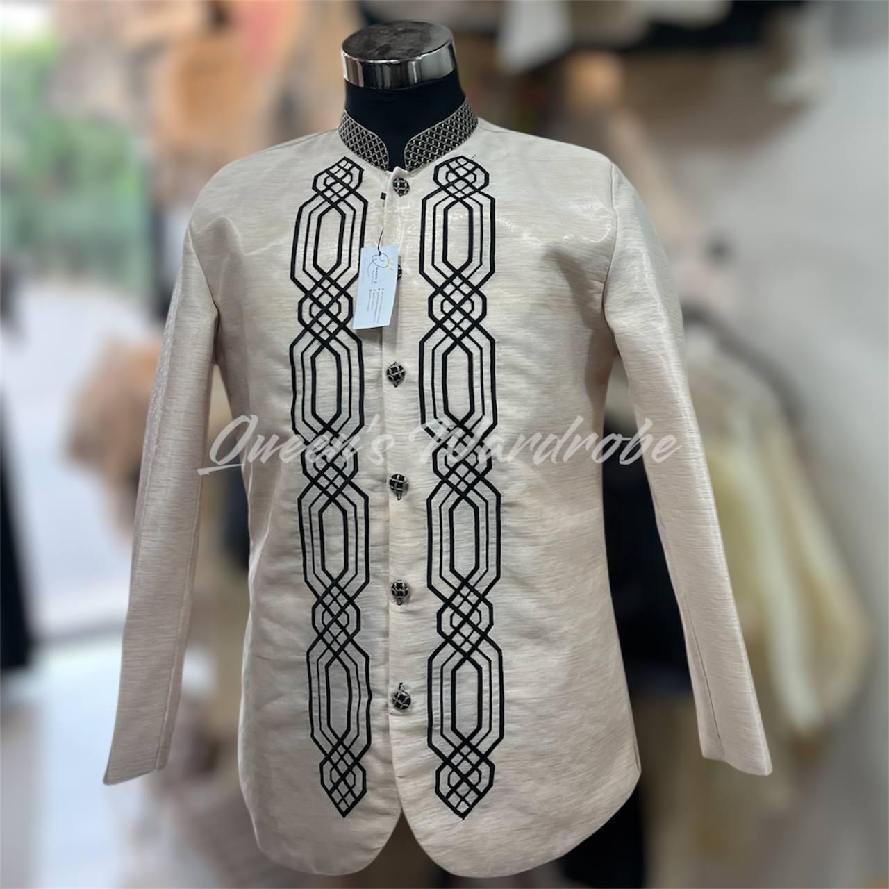 Coat Barong Tagalog Chinese Collar Black Infinity Design - Etsy