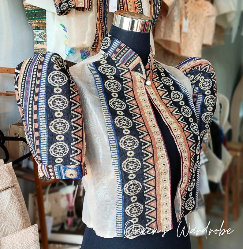 Filipiniana Bolero With Gold Orange Inabel Ethnic Fabric - Etsy