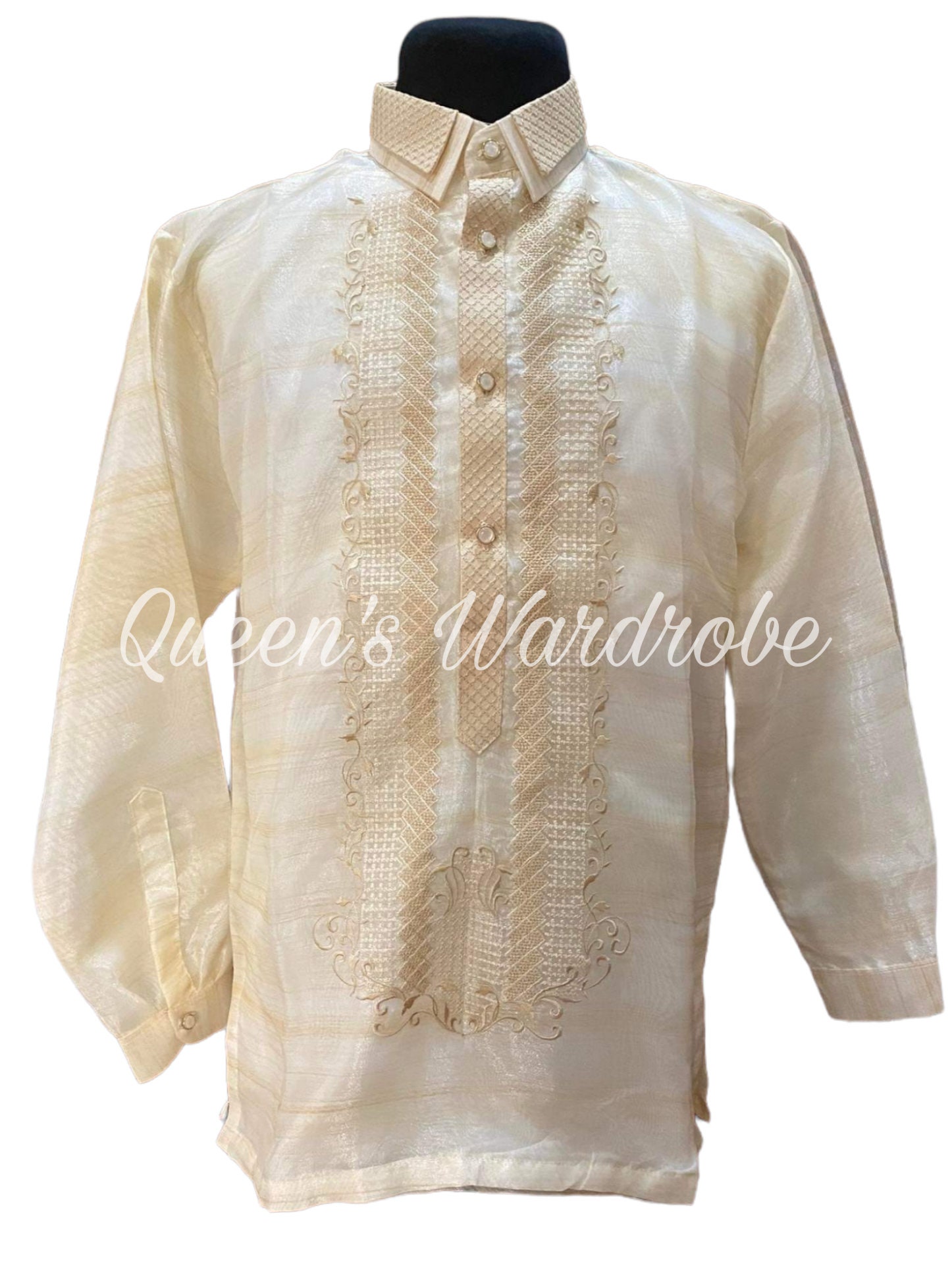 Traditional Barong Tagalog Double Collar With Piña Organza Fabric - Etsy