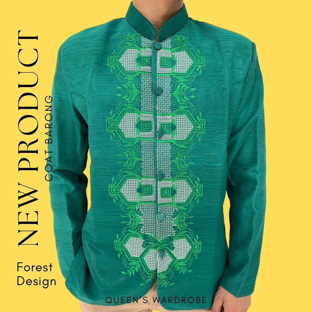 Green Coat Barong Tagalog Chinese Collar Forest Design - Etsy