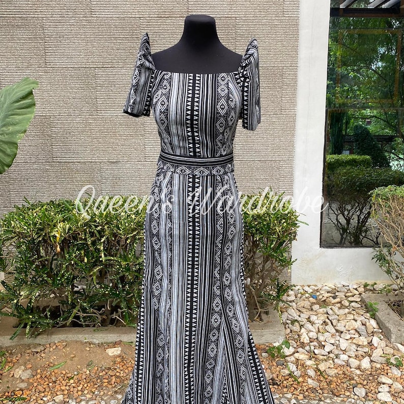 Inabel Filipiniana Serpentina Dress - Ethnic Design - Etsy