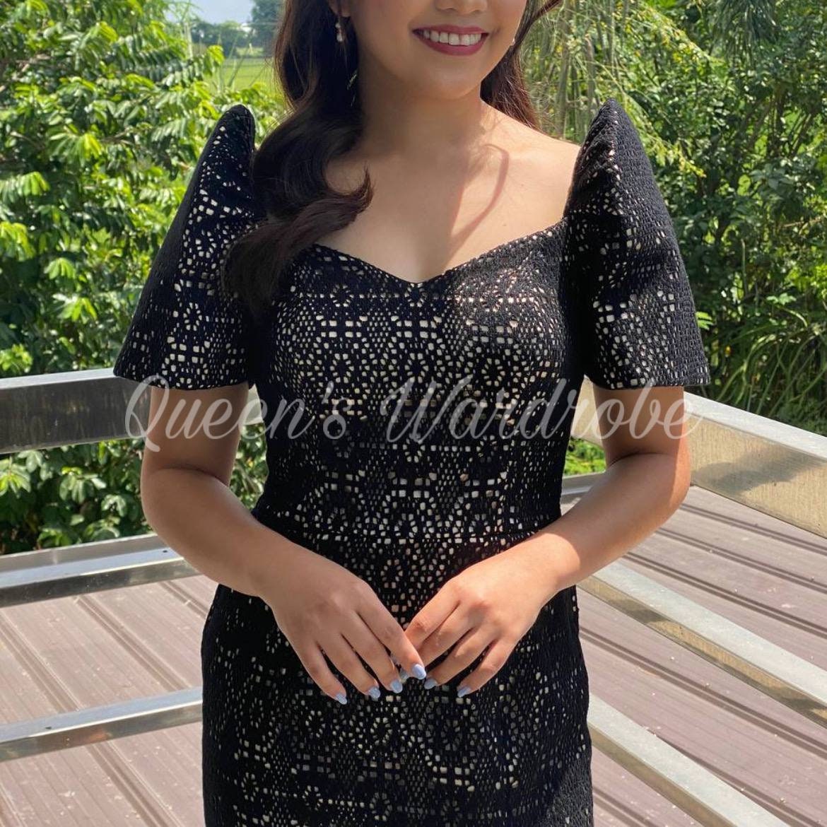 Modern Black Filipiniana Butterfly Sleeve Dress - Etsy