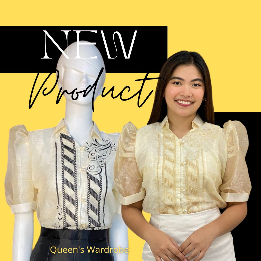 Filipiniana Puff Sleeves Top With Seethru Sleeves - Etsy