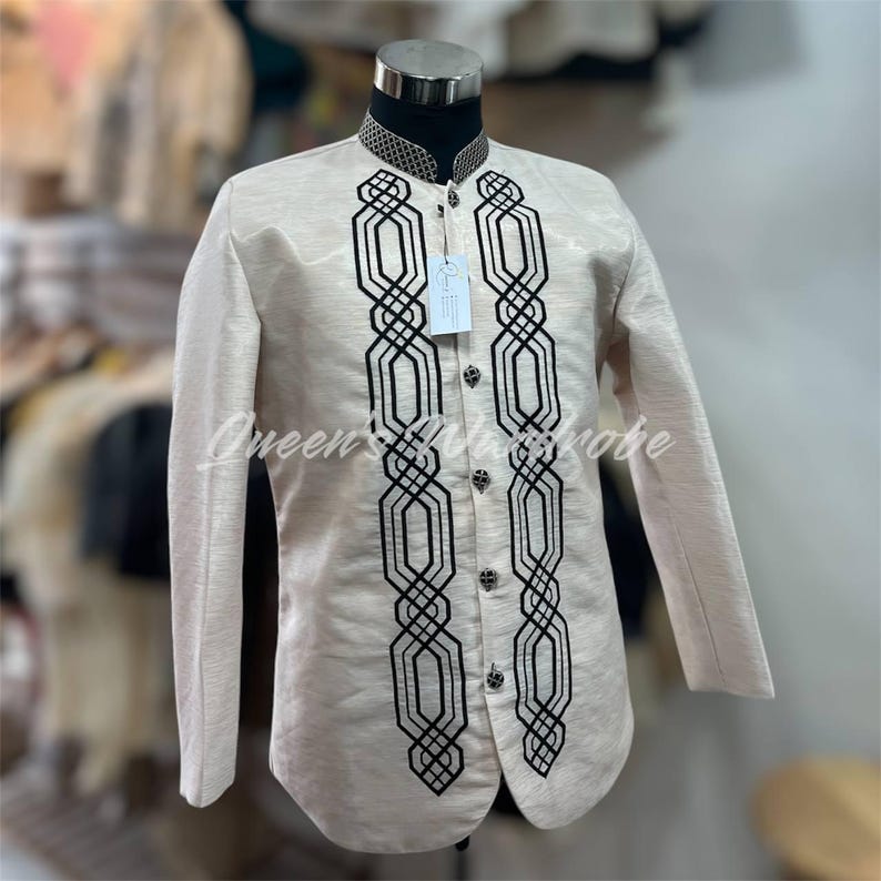 Coat Barong Tagalog Chinese Collar Black Infinity Design - Etsy