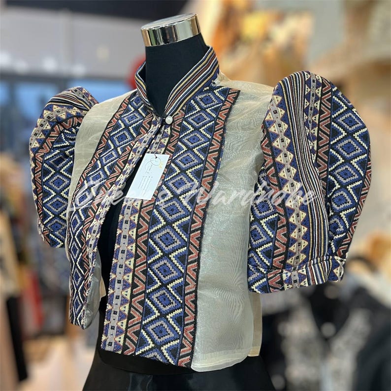 Filipiniana Bolero With Blue Inabel Ethnic Fabric - Etsy
