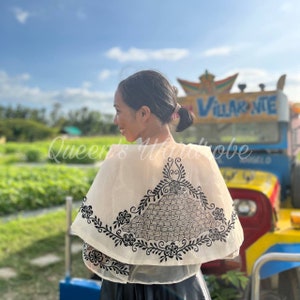 Traditional Filipiniana Maria Clara Alampay With Black Skirt - Etsy