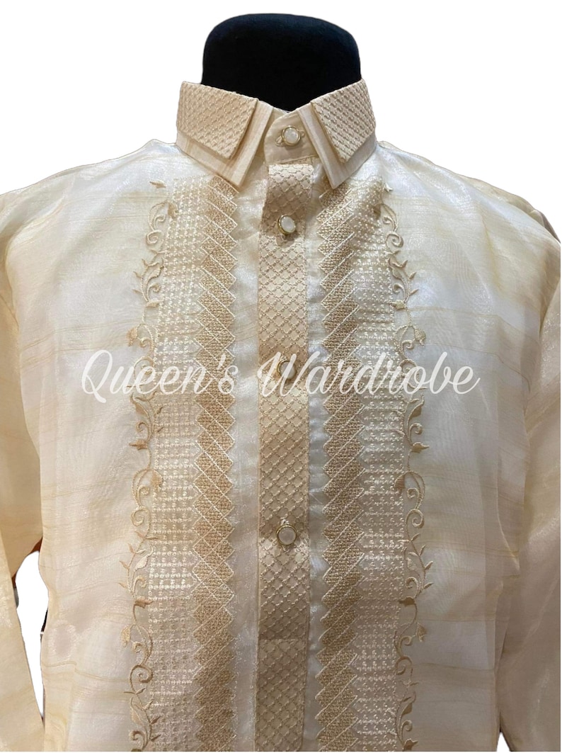 Traditional Barong Tagalog Double Collar With Piña Organza Fabric - Etsy
