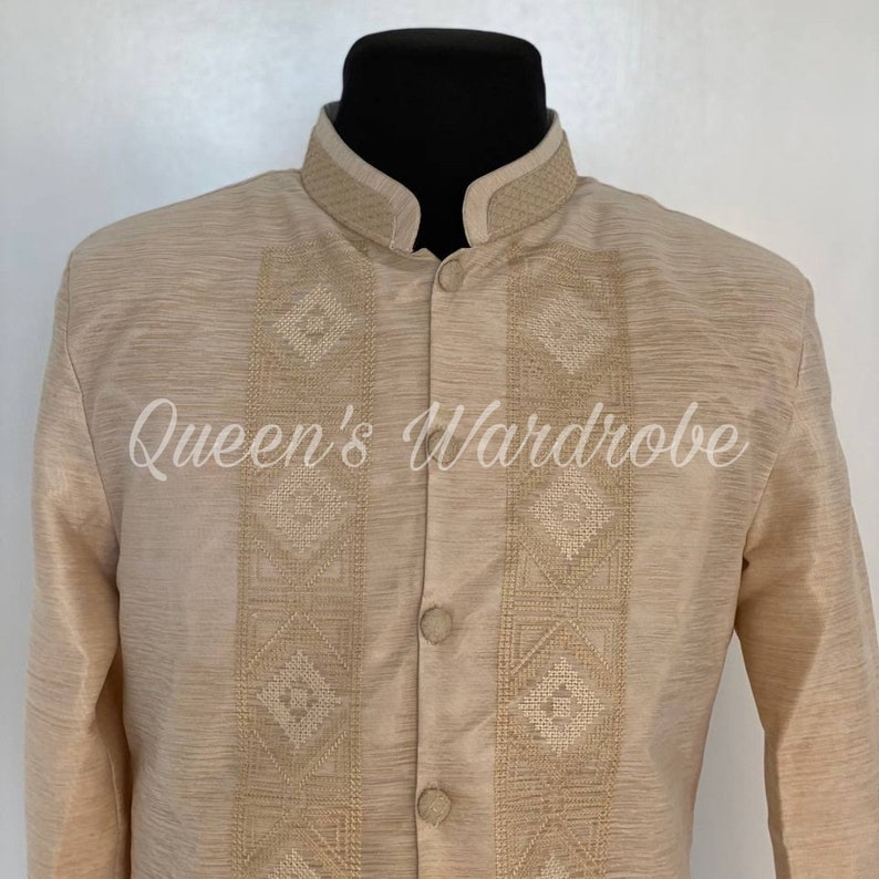 Coat Barong Tagalog Double Collar Stitches Design / Modern Filipino ...