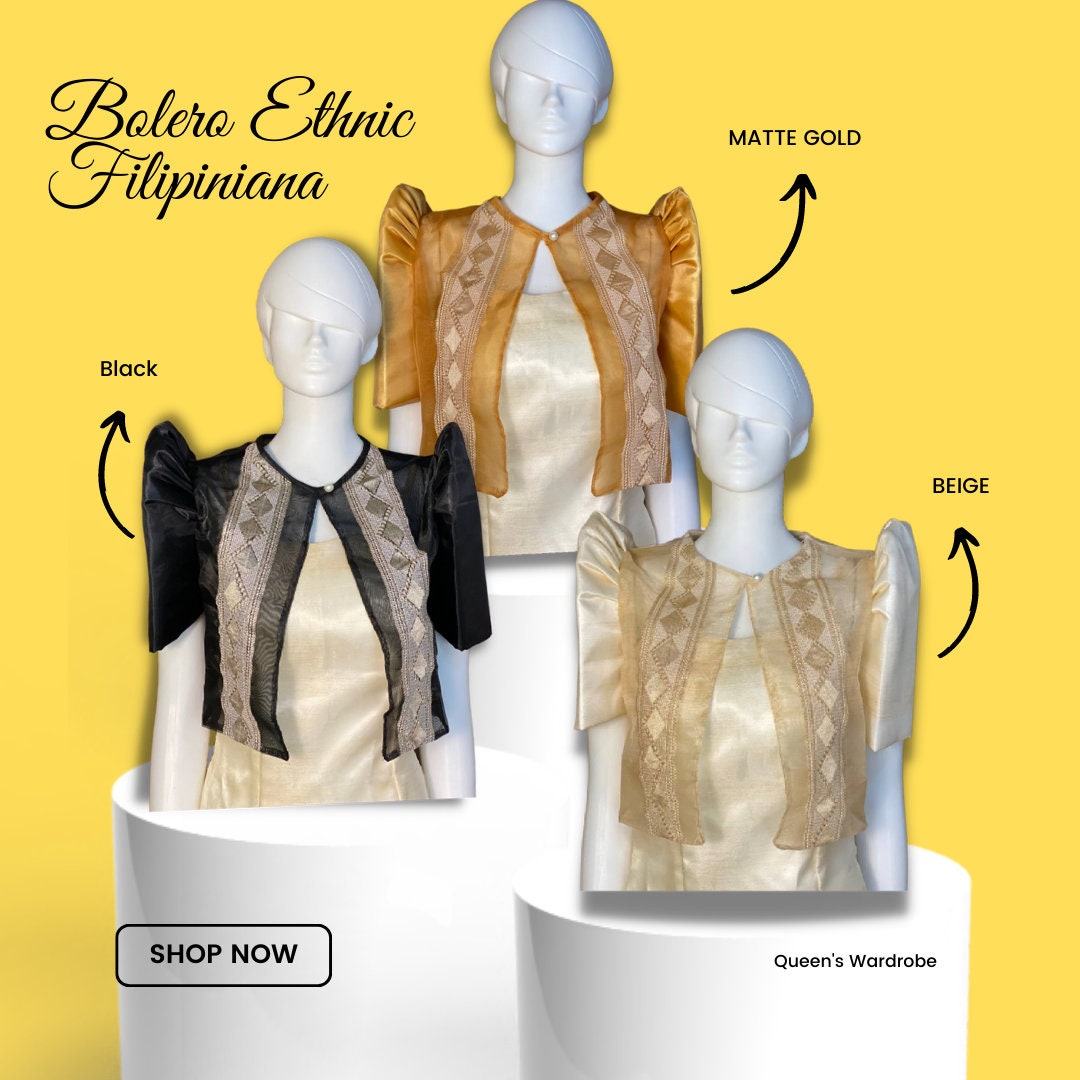 Filipiniana Bolero Top With Ethnic Design - Baliwag - Etsy