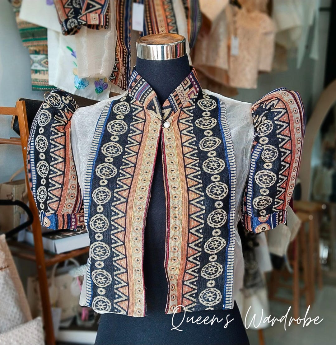 Filipiniana Bolero With Gold Orange Inabel Ethnic Fabric - Etsy