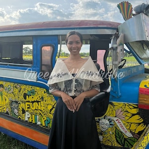 Traditional Filipiniana Maria Clara Alampay With Black Skirt - Etsy