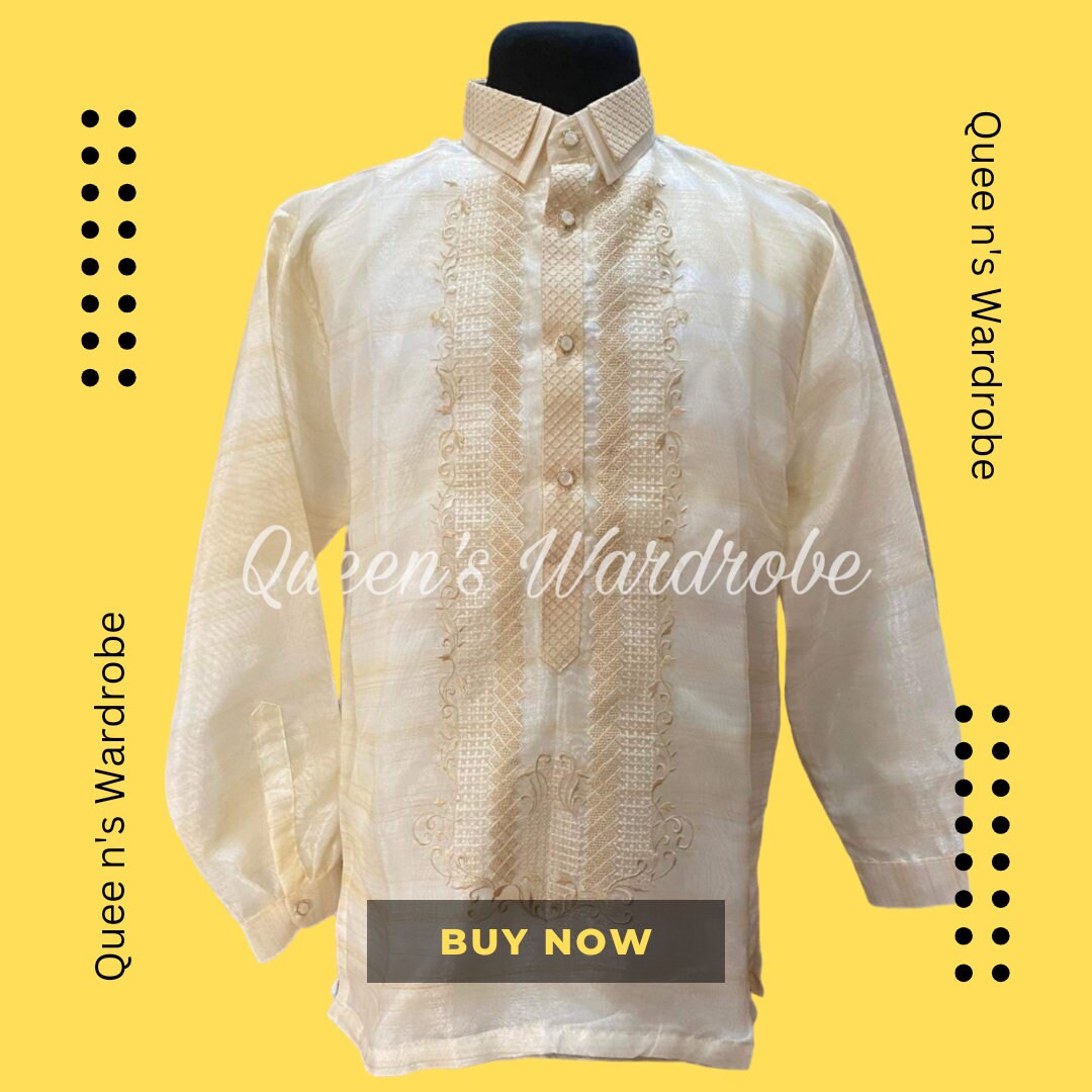 Traditional Barong Tagalog Double Collar With Piña Organza Fabric - Etsy