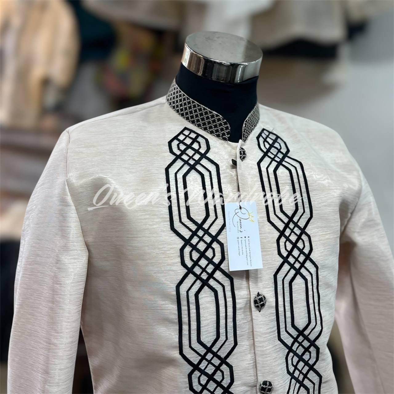 Coat Barong Tagalog Chinese Collar Black Infinity Design - Etsy