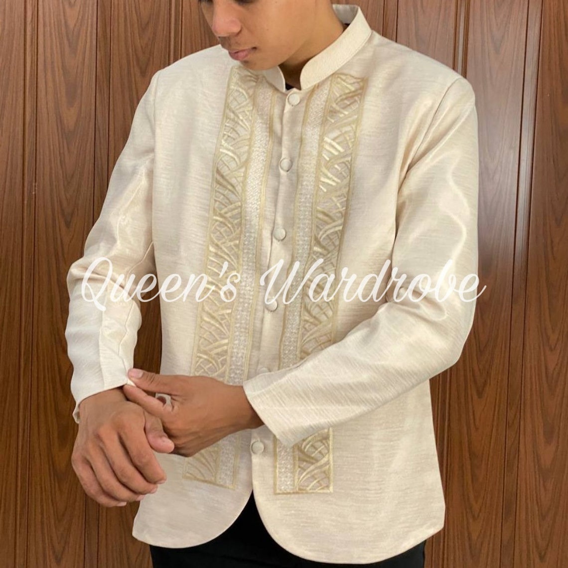Coat Barong Tagalog Chinese Collar Wave Design - Etsy