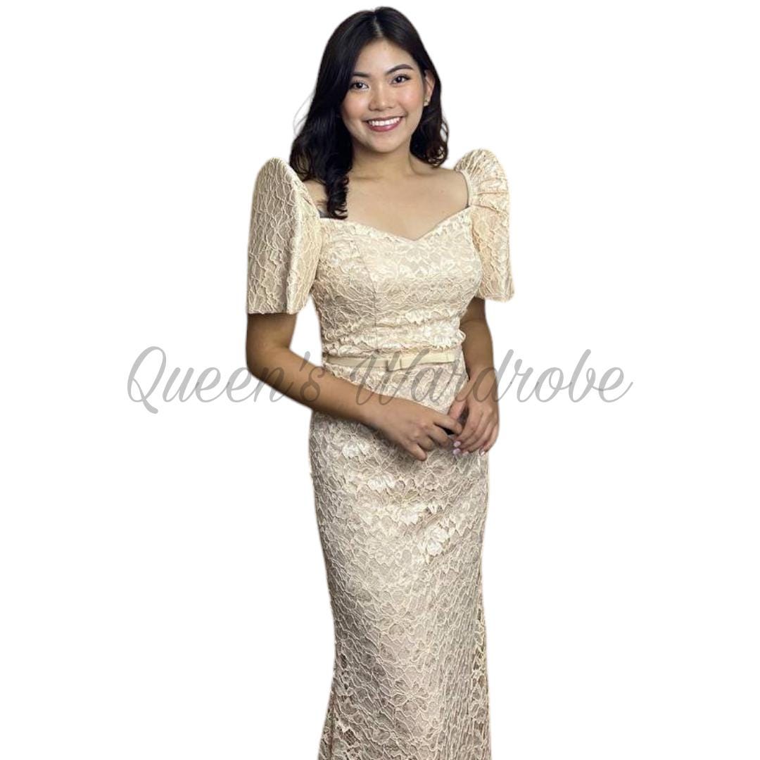 Semi Serpentina Cut Filipiniana Long Gown With SP Lace Fabric - Etsy