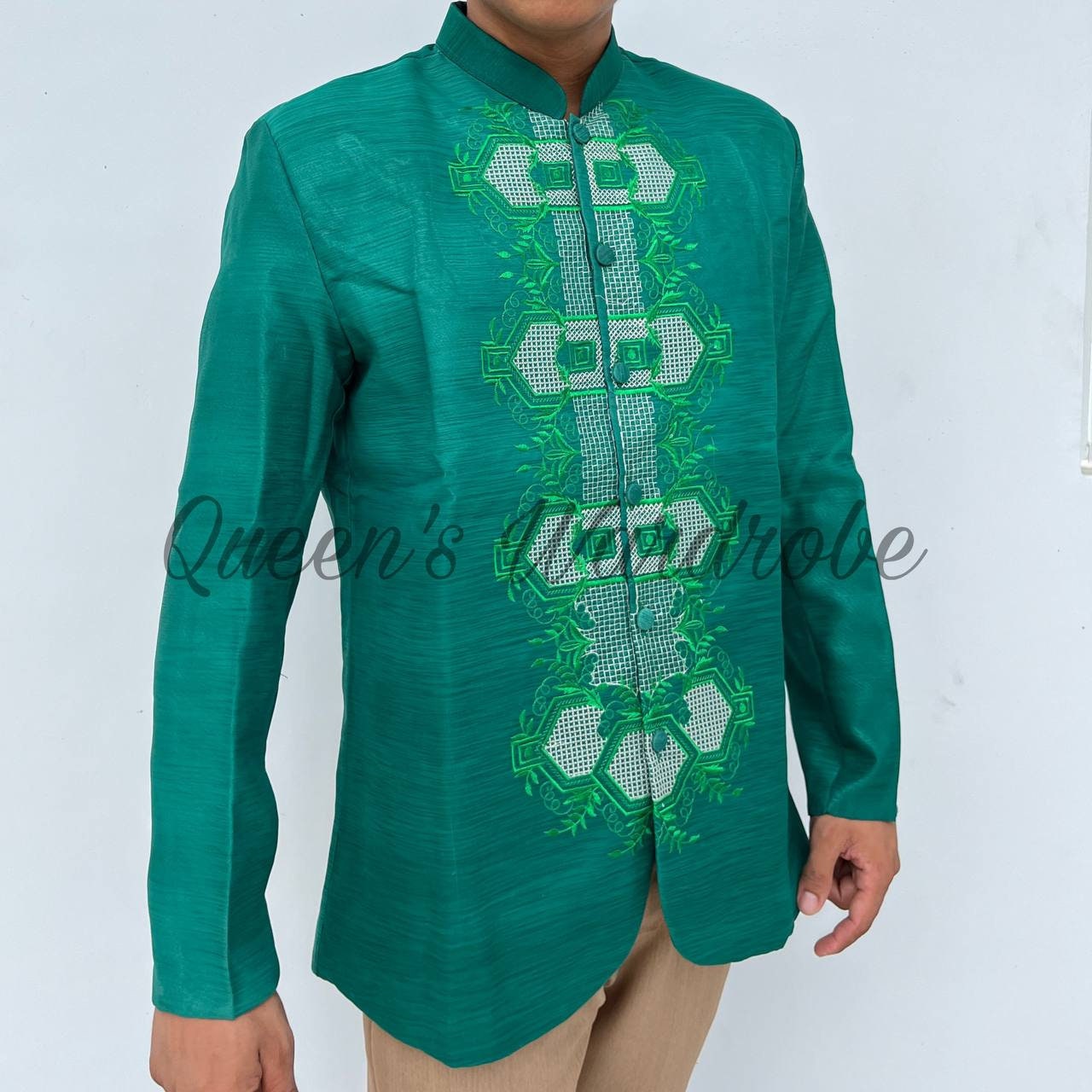 Green Coat Barong Tagalog Chinese Collar Forest Design - Etsy