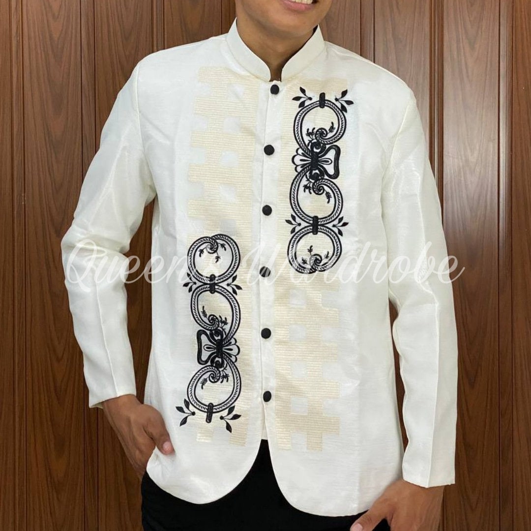 Coat Barong Tagalog Chinese Collar Edward Teng Design Offwhite - Etsy