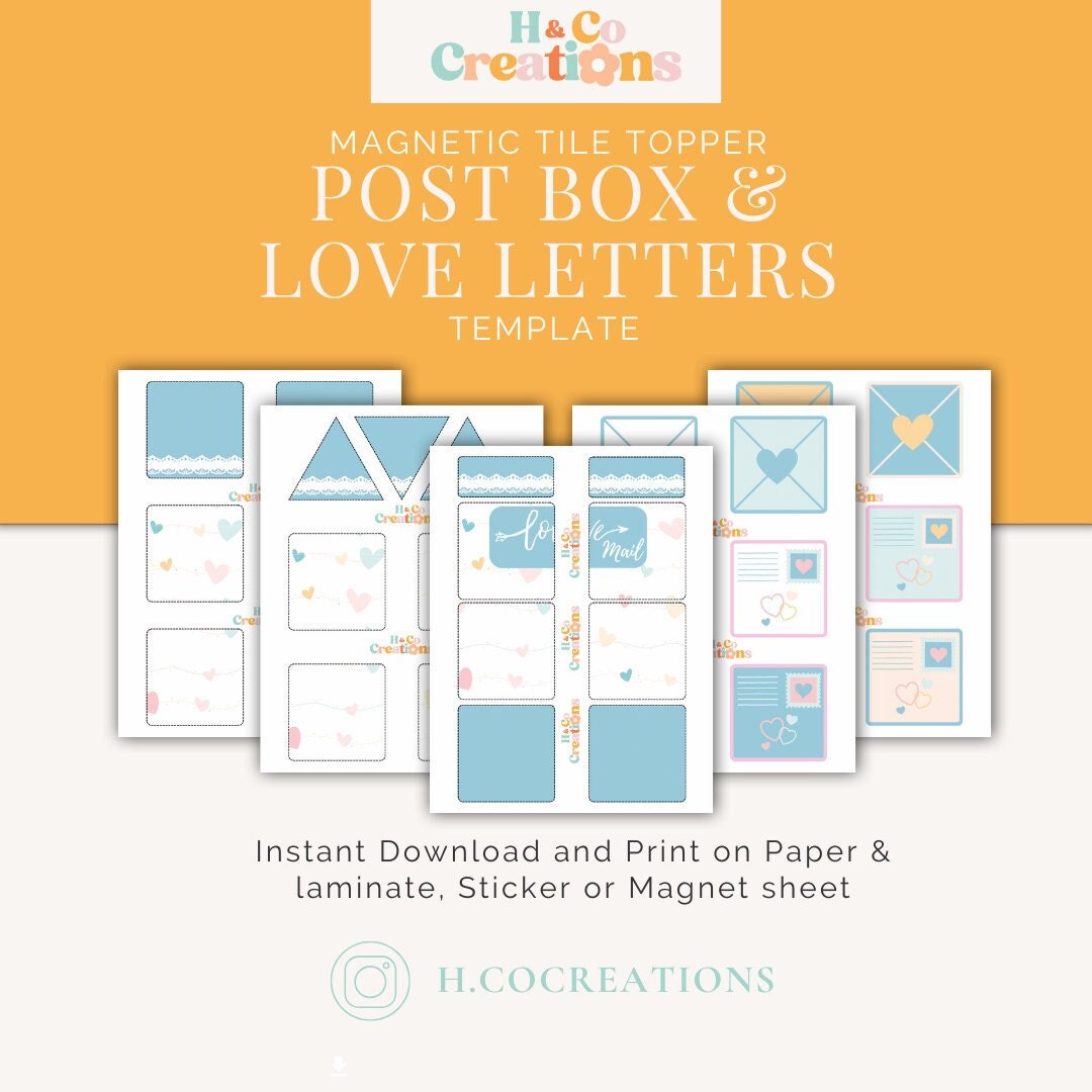 Valentines Day Mail Box and Love Letters PRINTABLE Digital Magnetic ...